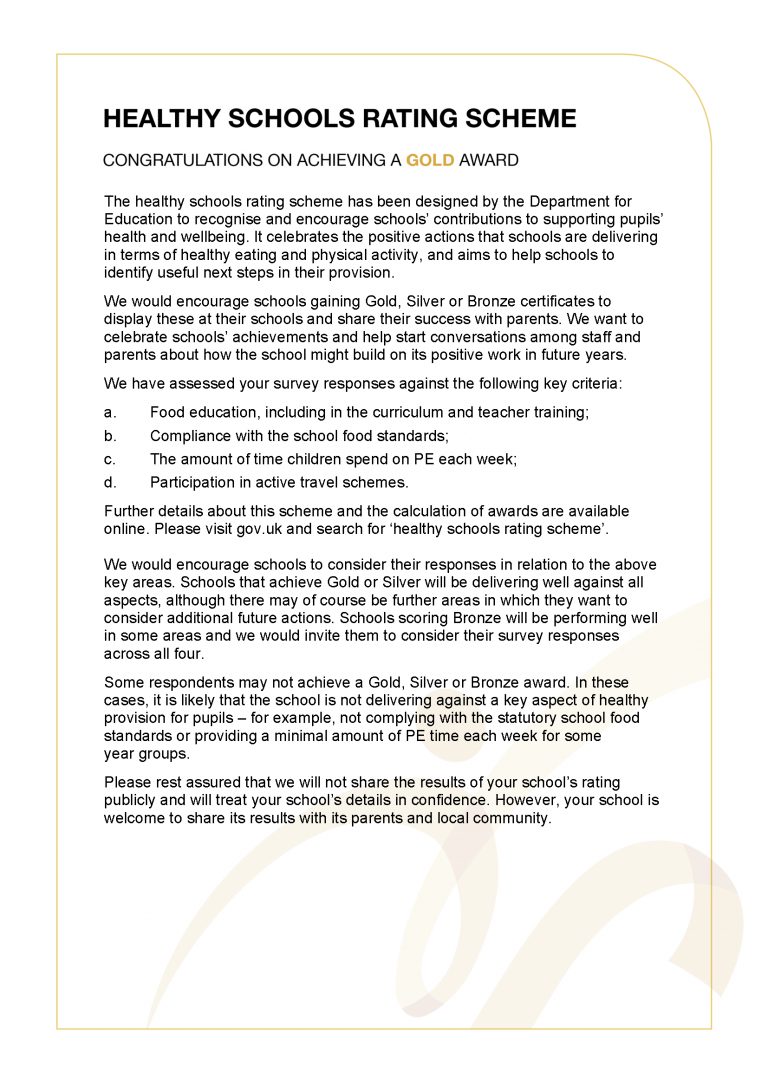 Tilstock Awarded Gold Standard Healthy School Rating - Tilstock Primary ...